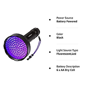 GLOSSDAY Blacklight Flashlight,128 LED UV Flashlights, Upgraded Bright Ultraviolet Flashlight Professional Black Light for Dog/Cat, Hunting Scorpions