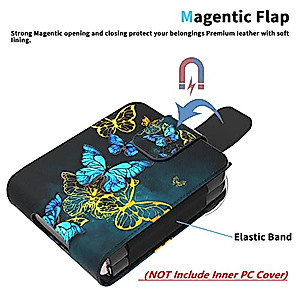 NKase Holster Case for Samsung Galaxy Z Flip 5,Z Flip 4,Z Flip 3, Motorola Razr Plus Case,Samsung Z Flip 5 Case with Ring,Galaxy Z Flip 5 Leather Pouch Cute Girly Butterfly Z Flip 5 Holster Case