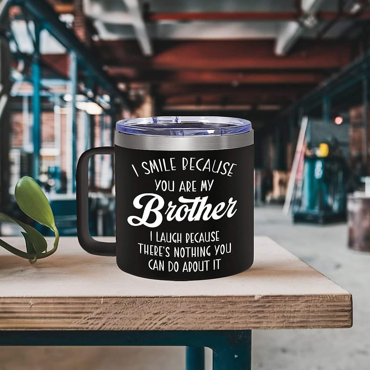 FROOBLEQUIRK 14 Oz Tumbler for Brother – Christmas, Birthday Present from Sister or Brother, Funny Drinkware for Him