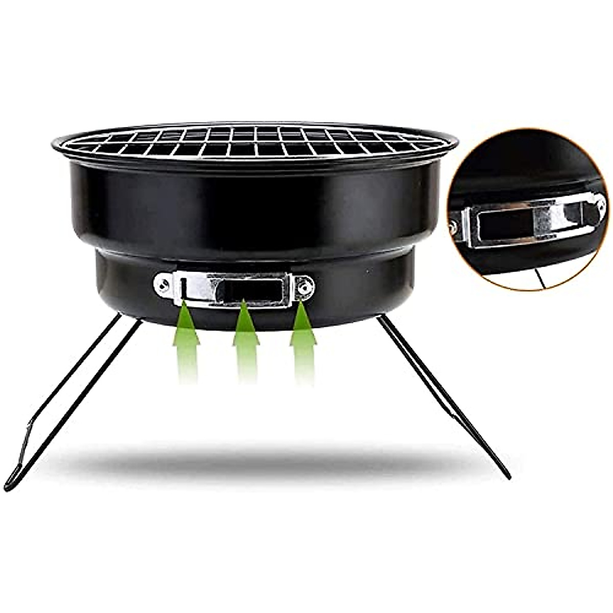 BBQ Grill Outdoor Outdoor Indoor Barbecue Charcoal Grill Outdoor Folding Portable Mini Grill Charcoal Stainless Steel Net Grill Round Oven Small