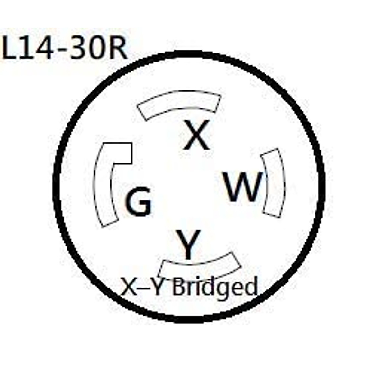 Parkworld 67867 NEMA TT-30P to L14-30R 1-Piece Adapter, RV 30A TT-30 Male Plug to Generator 30A 4-Prong L14-30 Female Receptacle