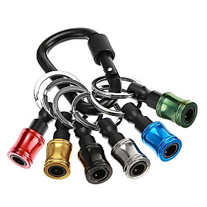 Saipe 6PCS Keychain Extension Bar Aluminum Alloy Screwdriver Bits Holder Set Portable Drill Screw Adapter Quick Release Extension Bar for 1/4inch Hex Shank