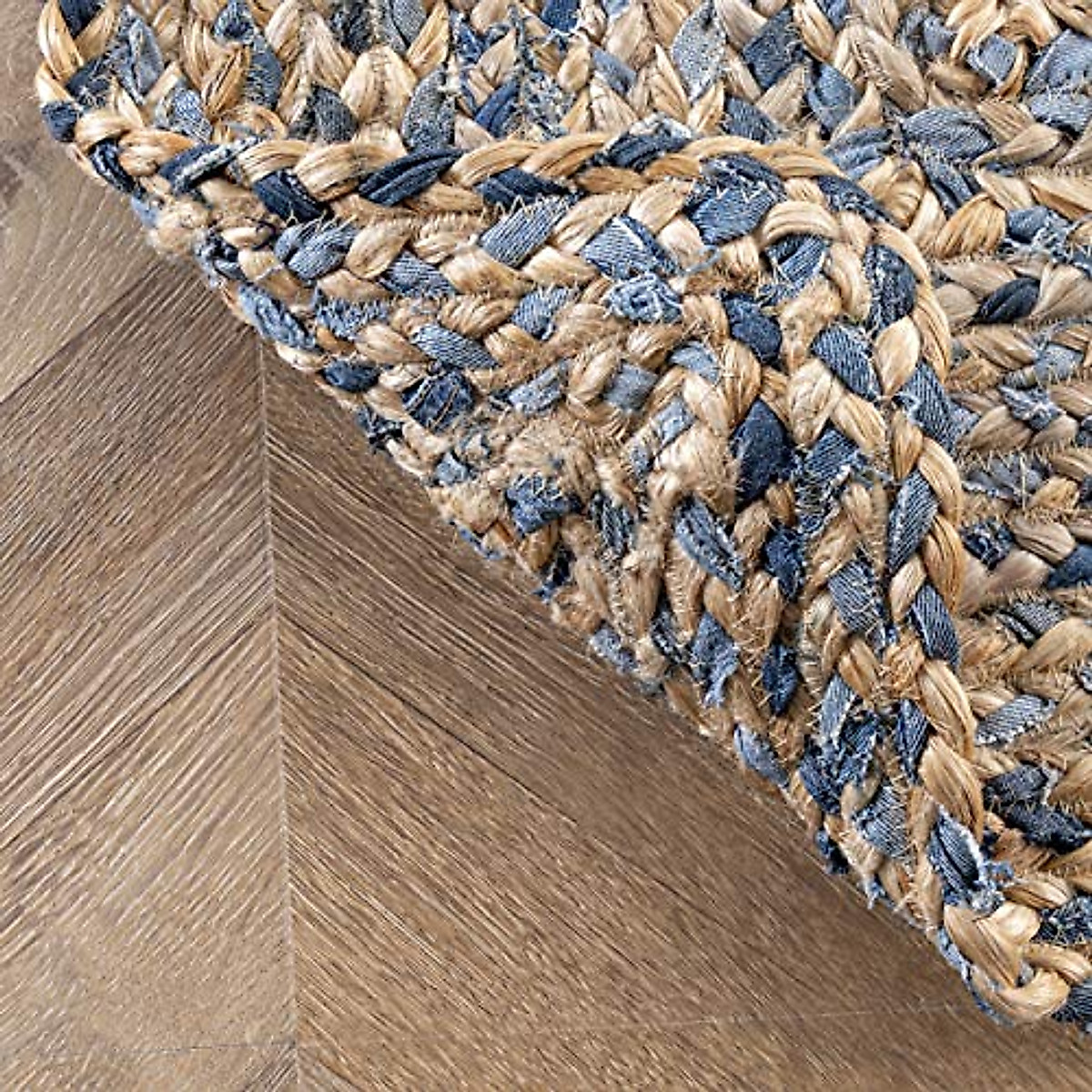 nuLOOM Eliz Braided Denim and Jute Area Rug, 4x6, Blue