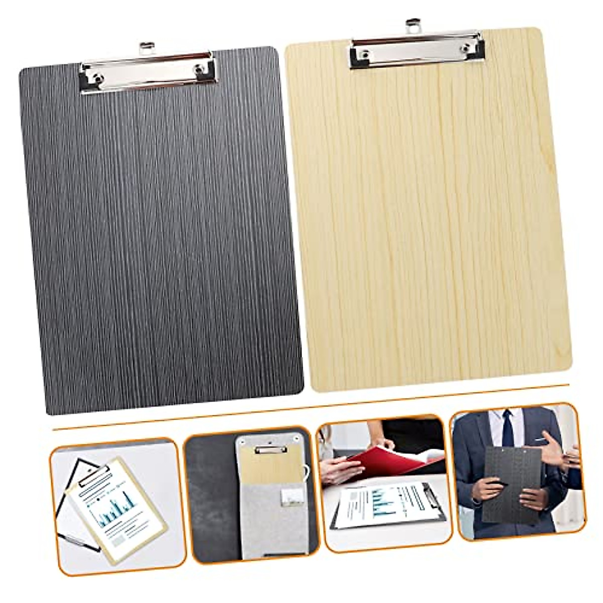 Tofficu Correction Fluid 2pcs Folder Board Pencil Conference Writing Board Paper File Organizer Document Organizer Clipboard Clip Boards Exam Paper Clips A4 Wood Grain Wooden Bottom Plate