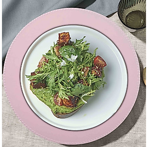 Palais Dinnerware 'Plaque De Charge' Collection - 13" Elegant Charger Plate (4, Pink with Bead Finish)