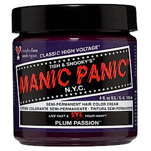 MANIC PANIC Plum Passion Purple Hair Dye – Classic High Voltage - Semi Permanent Warm-toned Purple Hair Color With Red Undertones - Vegan, PPD & Ammonia Free (4oz)
