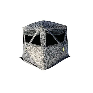 Hawk Mancave Archery Ground Blind, 4 Panoramic Windows, See-Through Mesh, Black Out Background, Water Resistant (HWK-FDGB)