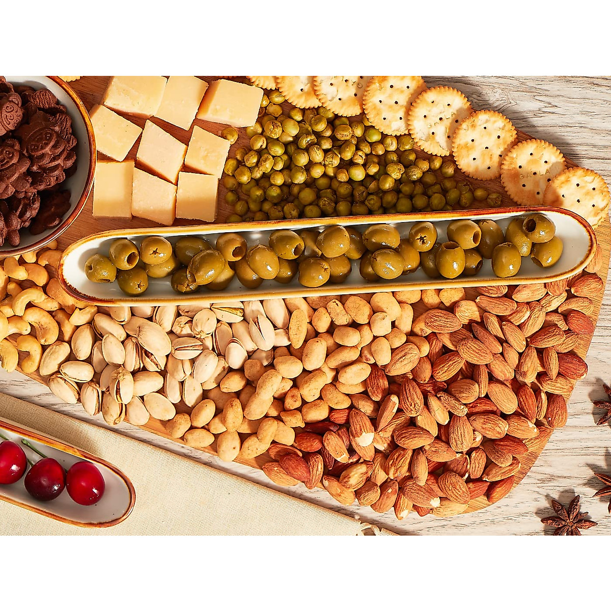 ONEMORE Chip and Dip Serving Set, Olive Tray Bundle