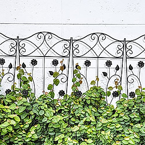 MIXXIDEA 59"x16" 4 Pack Trapezoidal Garden Trellis Climbing Plants Sturdy Iron Support Metal for Rose Vegetable Flower (Black)