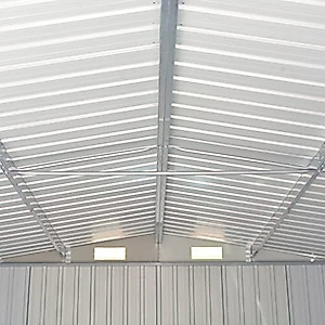 vidaXL Garden Shed Outdoor Patio Balcony Backyard Terrace Tool Furniture Equipment Storage House Building Garage Gray Galvanized Steel