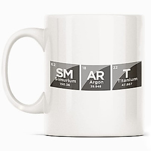 Smart Periodic Table Mug Gift, White Funny Sarcasm Coffee Cup Novelty
