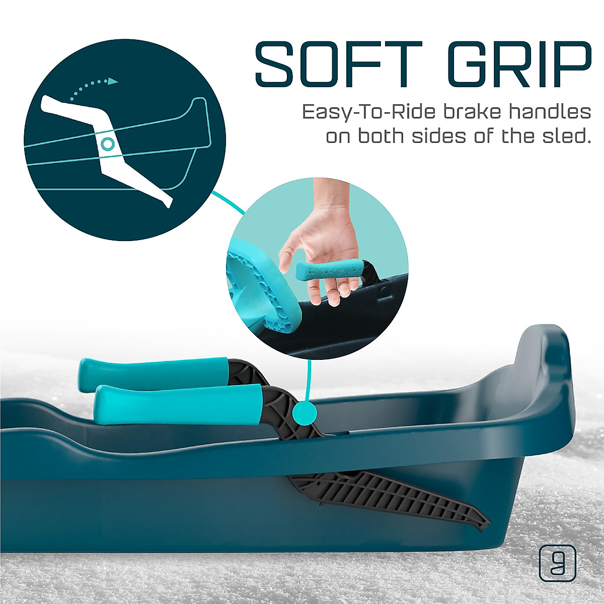 Snow Sleds for Kids - Toboggan Sled, Durable Plastic Sleds, Tow Strap, Pull Up Brakes, Lightweight, Snow Sleds, Winter Snow Sleds