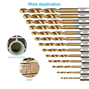 YXYL 19PCS Premium Hex Drill Bit Set, Titanium Drill Bits Set, High Speed Steel Hex Shank Drill Bits Sets, Twist Drill Bits Set, Quick Change Drill Bits for Wood, Hss Drill Bit Set 1/16"-1/4"