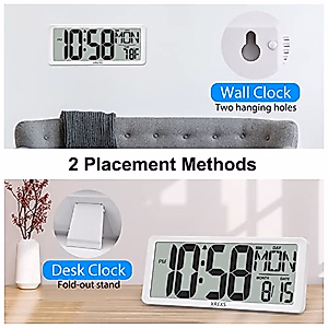 XREXS Large Digital Wall Clock with Backlight, 14.17 Inch Large Display Wall Clock with Remote Control, Count Up & Down Timer, Battery Operated Digital Wall Clock with Temperature, Date&Week for Home