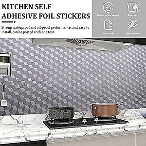 Self-Adhesive Silver Foil Wallpaper for Kitchen, Aluminum Foil Stickers Oil Proof Waterproof, Heat Resistant Wall Sticker for Cabinet Countertops Drawer Liner (15.7 x 196.8 Inch)(0.4 x 5m)