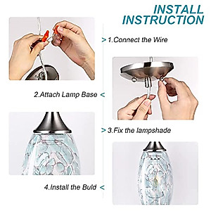 3-Light Pendant Light, Pendant Lighting for Kitchen Island with Handcrafted Art Glass, Chrome Finished Hanging Light Fixture with Adjustable Cord for Kitchen Dining Room Living Room