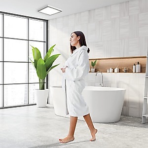 Homewerks 7105-10 Bathroom Fan Integrated LED Light Ceiling Mount Exhaust Ventilation Ultra Quiet 1.0 Sones 70 CFM, Decorative Brushed Nickel Magnetic Trim