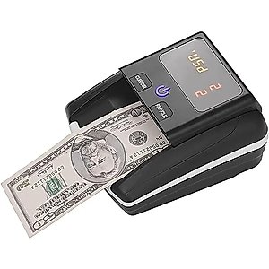 SPUZZO Banknote Bill Detector Denomination Value Counter Detection with Battery Counterfeit Fake Money Currency Cash Checker Tester Machine for USD Euro