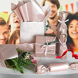 UNIQOOO 100 Sheets 20X14 Premium Metallic Rose Gold Champagne Gold Tissue Gift Wrap Paper Bulk Recyclable Gift Wrapping Accessory - Perfect for Small Gift Bags, Wedding, Party, DIY Craft