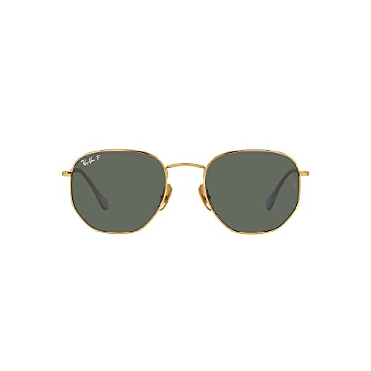 Ray-Ban RB8148 Hexagonal Titanium Sunglasses, Legend Gold/Polarized Green, 54 mm