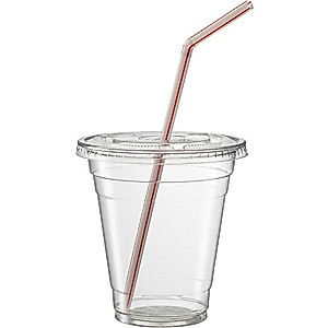 [500 Pack] Striped Flexible Plastic Drinking Straws Disposable Straw 8'' inches Tall Assorted Colors