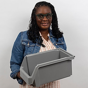 ReadySpace Plastic Containers for Organizing and Storage Bins for Closet, Kitchen, Office, Garage or Pantry Organization, Stackable Bins, Large (14.8" x 8" x 7"), 6-Pack, Clear