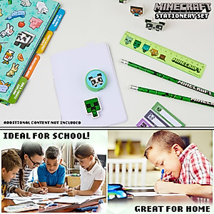 Minecraft Filled Pencil Case and Stationery Set for Kids, School Supplies - Gifts for Boys (Green)
