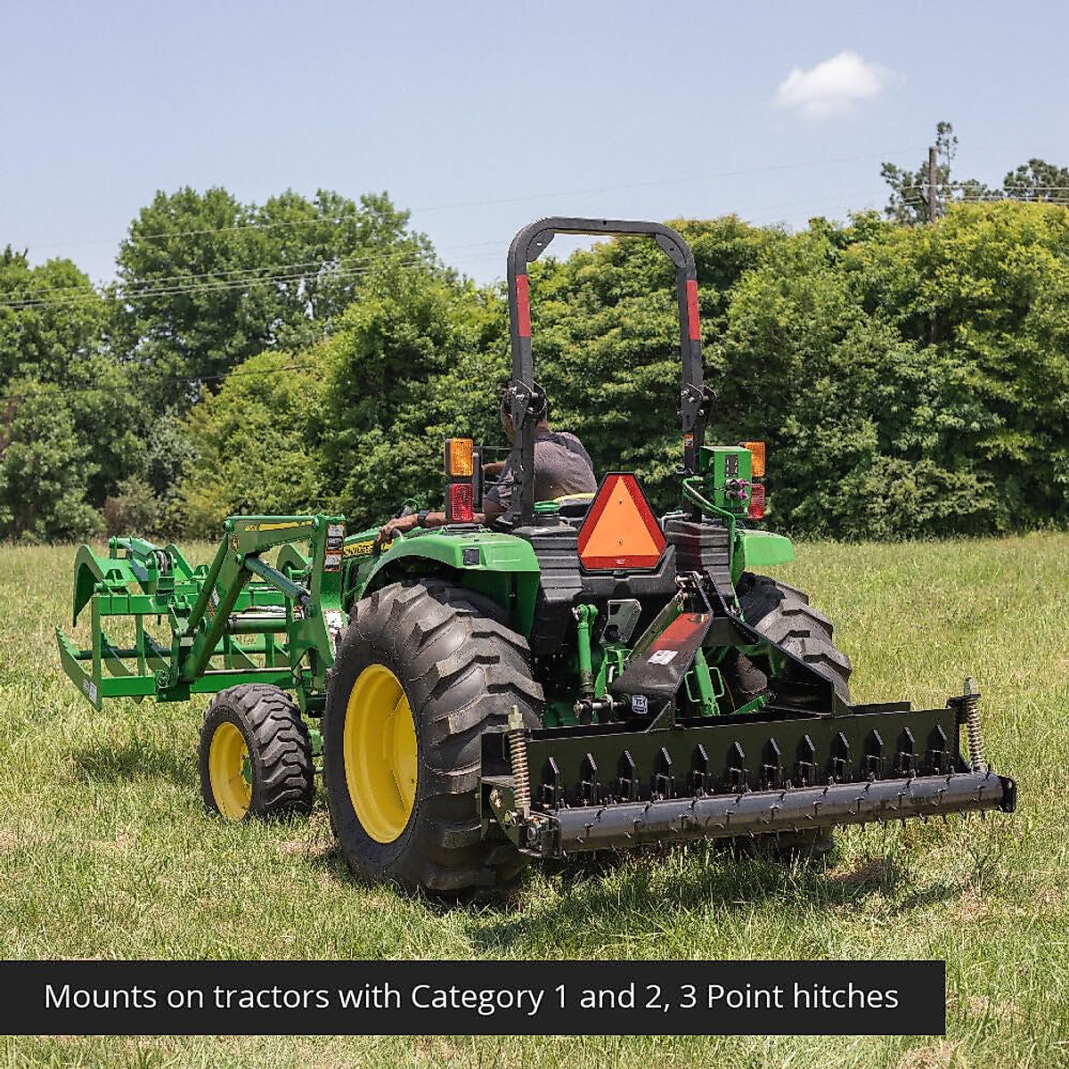 Titan Attachments 72in Soil Yard Pulverizer, Spiked Drum, Category 1 and 2, 3 Point, Quick Hitch Compatible