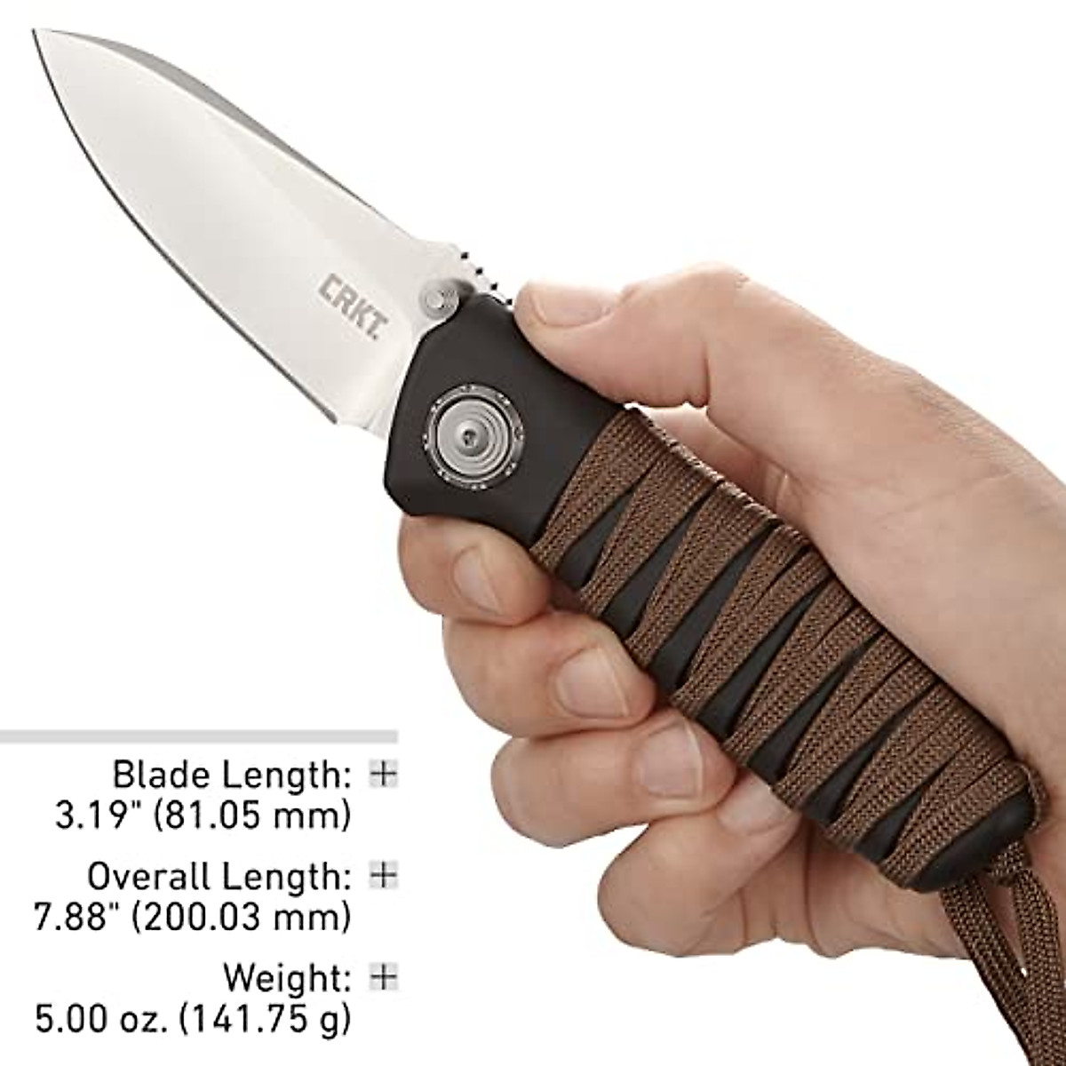 Columbia River Knife & Tool Parascale EDC Folding Pocket Knife with Deadbolt Lock, Heavy Duty Everyday Carry, Drop Point Satin Blade, Cord-Wrapped Handle, Thumbstud 6235