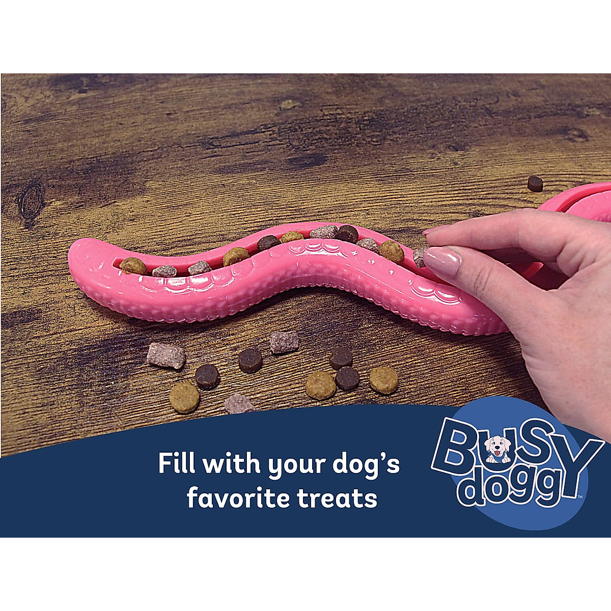 Busy Doggy Snake Treat Dispenser Toy, Interactive Dog Toy, Dog Enrichment Toy with Squeaker