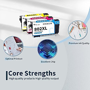 OINKWERE Remanufactured 802XL Ink Cartridge Replacement for Epson 802 Ink Cartridges T802XL T802 to use with Workforce Pro WF-4740 WF-4730 WF-4720 WF-4734 EC-4020 EC-4030 Printer (3 Pack, C/M/Y)