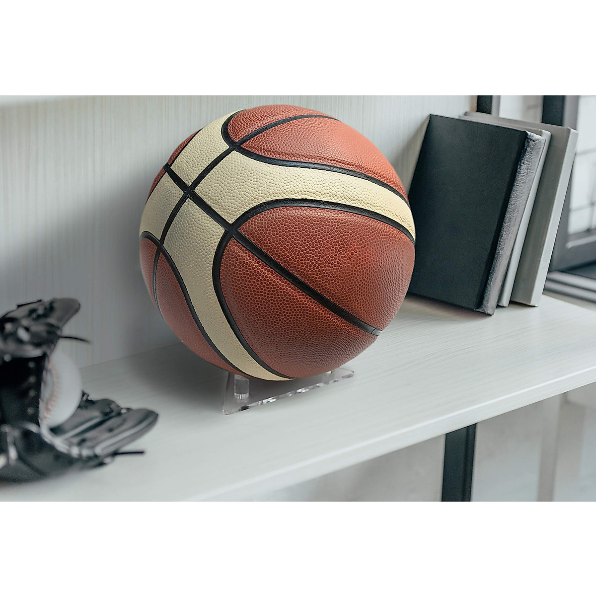 Ball Holder Stand for Footballs Basketballs Volleyballs Soccer Balls - Acrylic Display (Triangular Acrylic)