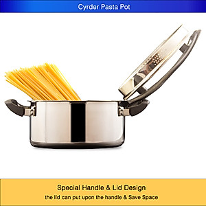 Cyrder Stainless Steel Pasta Pot- Induction Pasta Pot with Strainer, Easy Stain &Perfect for Single and Couple, Dishwasher Safe, 3 Quart