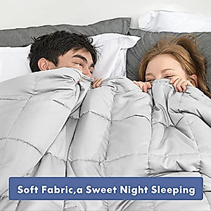 Weighted Blanket 15 Pounds for Adults 60"x 80" 15lbs Perfect for 150-170 lbs Queen Size Use on Queen Bed Soft Material with No Leaking Glass Beads (Light Gray)