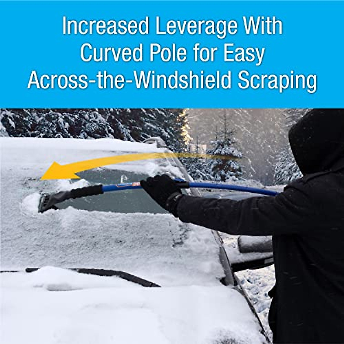 SubZero 14035 35" Crossover Super Duty Extendable Snowbroom with Pivoting Head and Integrated Ice Scraper, Blue