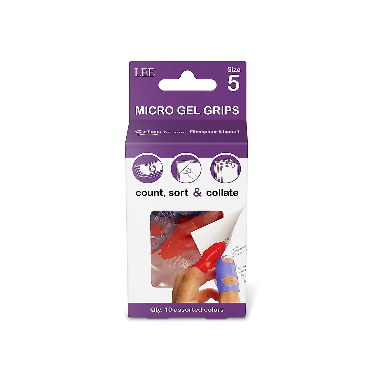Lee Tippi Micro Gel Fingertip Grips -Assorted - Size 5 Small - 10 Pack (S61050)