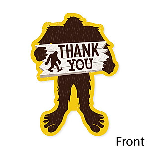 Big Dot of Happiness Sasquatch Crossing - Shaped Thank You Cards - Bigfoot Party or Birthday Party Thank You Note Cards with Envelopes - Set of 12