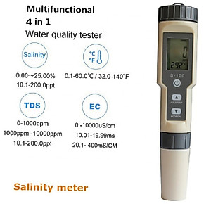 COSMEVIVI Water Salimeter Salt Water Gravimeter Automatic Hydrometer Water Quality Tester Hydrometers Tds Water Quality Testing Pen Salt Meter Temperature Tester Light Grey