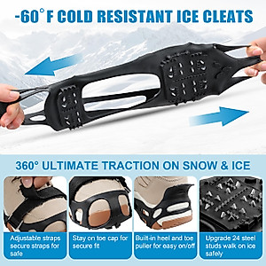 Ice Cleats for Shoes and Boots,Walk Traction Cleats Crampons for Walking on Snow and Ice Anti Slip Ice Shoes Grippers Snow Cleats for Men Women Winter Hiking Climbing