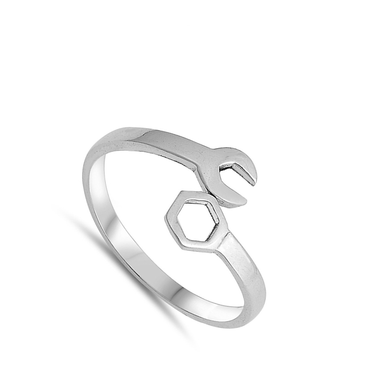 Wrench Cutout Wrap Polished Thumb Ring New .925 Sterling Silver Band Size 9