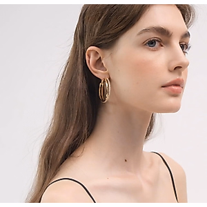 Gemini Ladies Jewelry Platinum White Gold Plated Big Round Hoop Crystal Pierce Earring Sz 4cm Silver