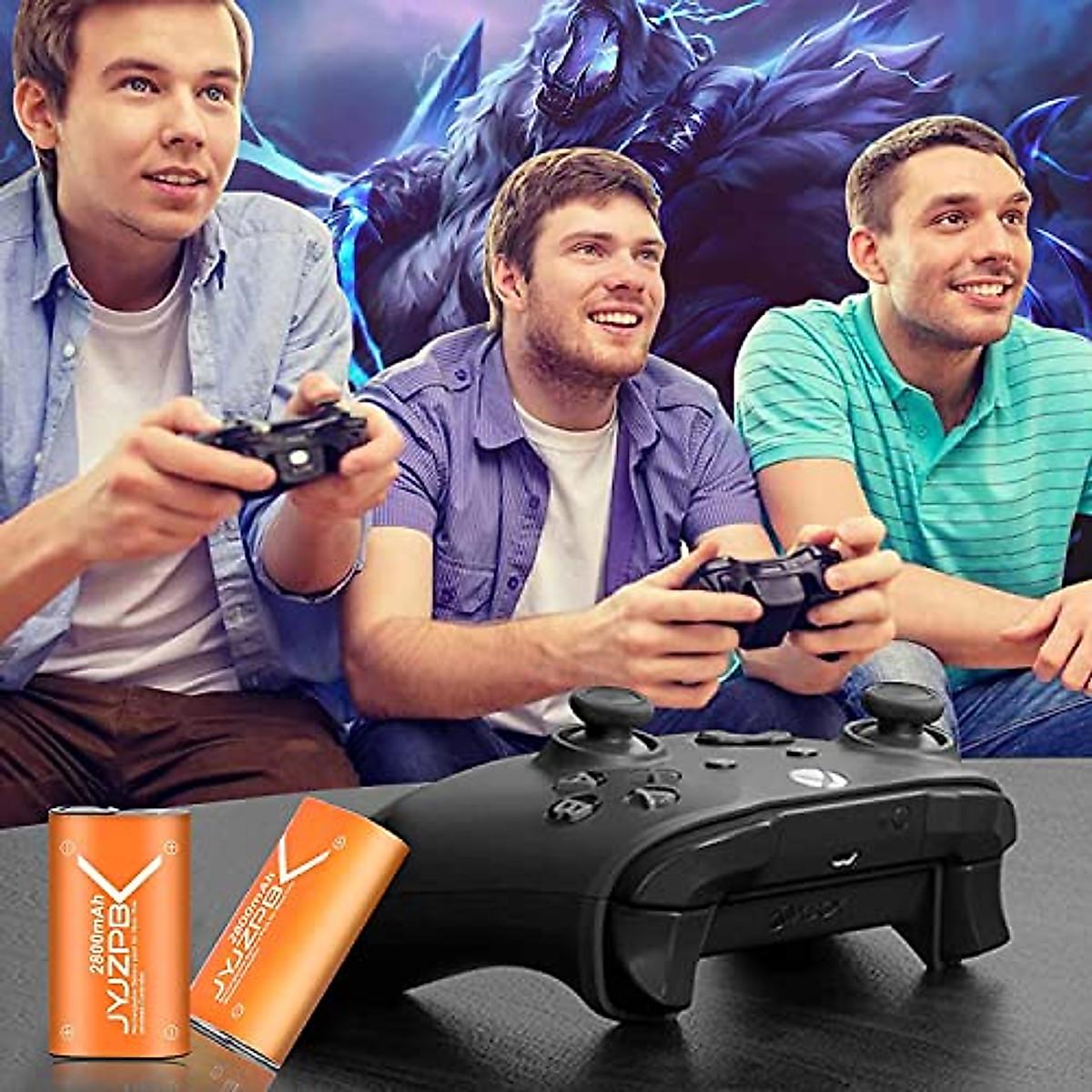 JYJZPB 2800mAhx4 Controller Rechargeable Batteries with Dual Charger for Xbox One/Xbox Series X/Xbox Series S/Xbox One X|S/Xbox One Elite Wireless Controller, Xbox Accessories