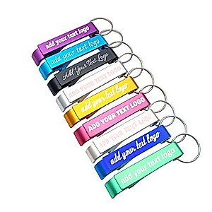 100pcs Personalized Bottle Opener Keychain Custom Aluminum Beer Bottle Opener Engraved Any Text/Logo Wedding Favors, Brewery, Bar, Anniversaries, Party, Restaurant, Property Agent, Guests, Graduation