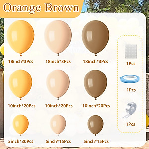 Orange Brown Nude Balloon Arch Kits - 134Pcs Orange Apricot Tan Latex Balloons Garland - Ideal for Neutral Baby Shower Gender Reveal Sunflower Bee Theme Birthday Party Decorations Supplies