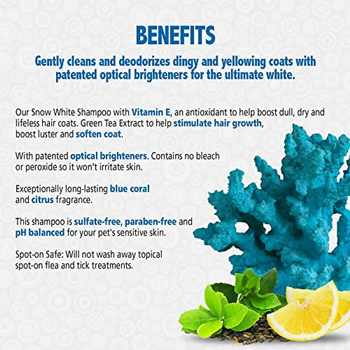 Veterinary Formula Solutions Snow White Shampoo for Dogs and Cats, 17 oz – Safely Remove Stains Without Bleach or Peroxide – Gently Cleanses, Deodorizes and Brightens White Coat – Fresh Scent