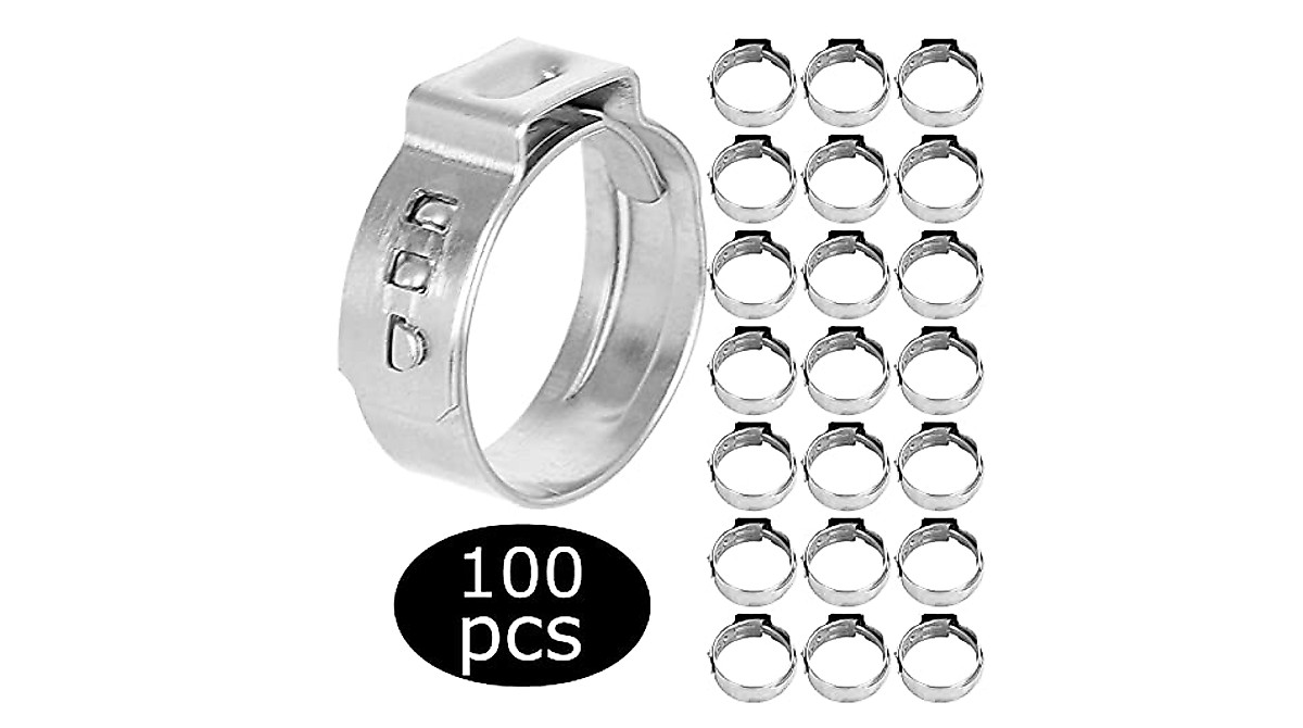 Holdware 100pcs 1/2 inch PEX Crimp Rings | Stainless Steel Pipe Fittings