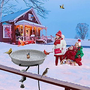 Sunvigor Heated Bird Bath for Outdoors, Deck Mounted 75W Bird Bath Deicer Bird Feeder with Thermostatically Controlled, Bird Bath Bowl for Winter Garden Yard Patio Lawn, with 3.6 Feet Electric Cord