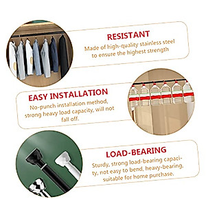 Gadpiparty Telescopic Rod Shower Curtain Rod Holder Drying Rack Clothing Wall Mounted Metal Shelf Brackets Metal Pipe Bracket Wardrobe Rod Iron Pipe Brackets Clothes Drying Rod Closet Rod