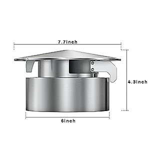 Skyflame Stainless Steel Grill Vented Chimney Top Cap Compatible with Kamado Joe Classic & Pit Boss Charcoal Grill