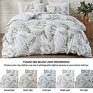 Intelligent Design Reversible 100% Cotton Sateen Duvet-Breathable Comforter Cover,Modern All Season Bedding Set with Sham(Insert Excluded),Judith,Palm Leaf GreenFull/Queen(90"x90")